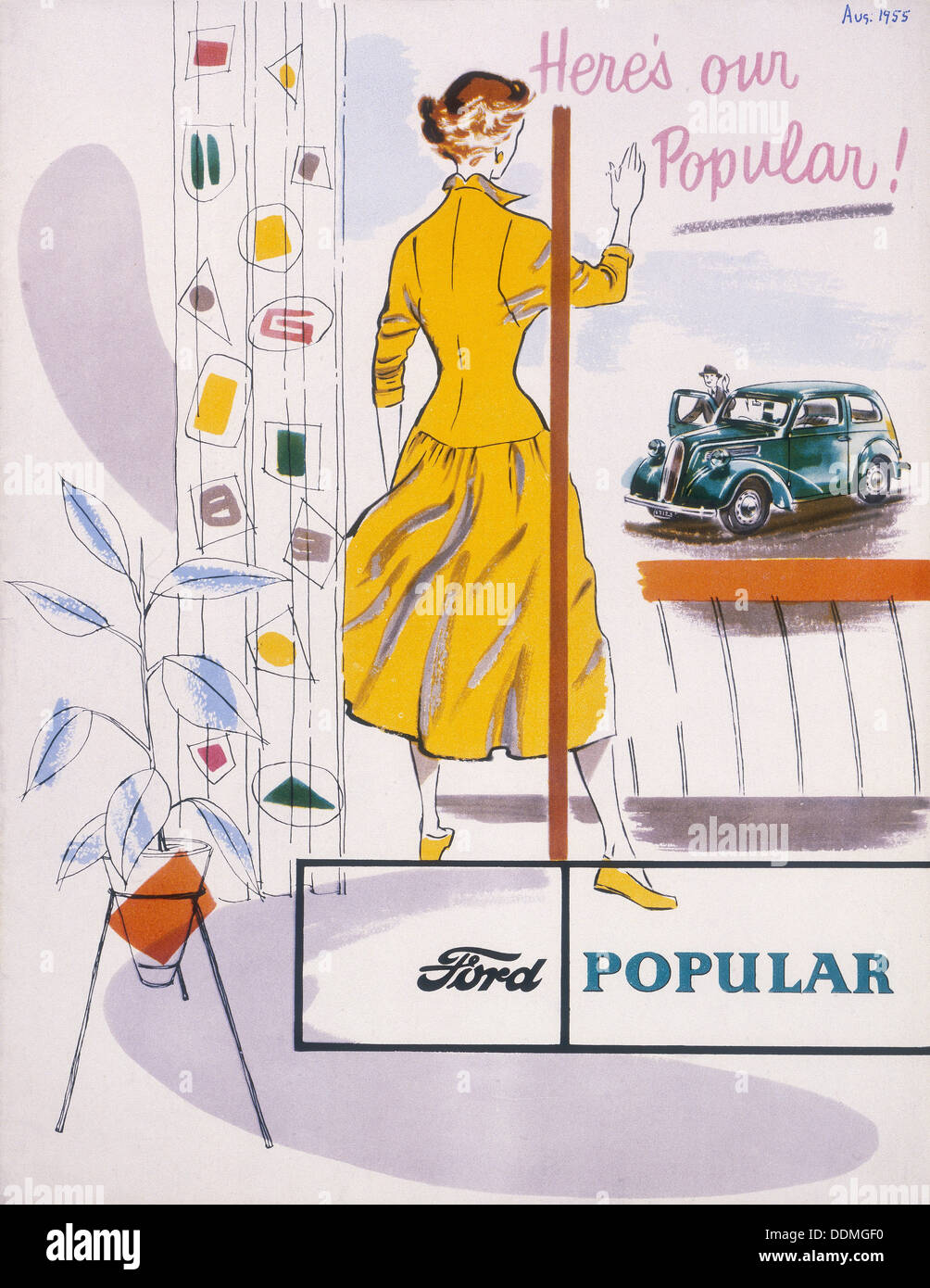Poster advertising a Ford Popular car, 1955. Artist: Unknown Stock ...