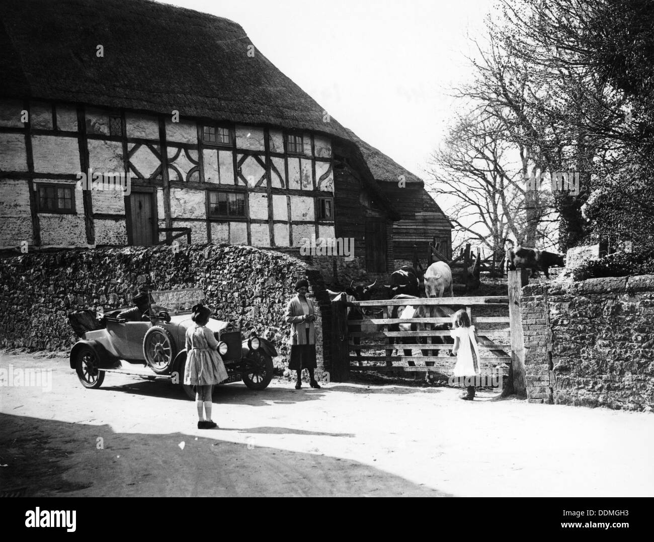 Calcott 2-seater car parked outside a farm gate, c1921-c1922. Artist ...