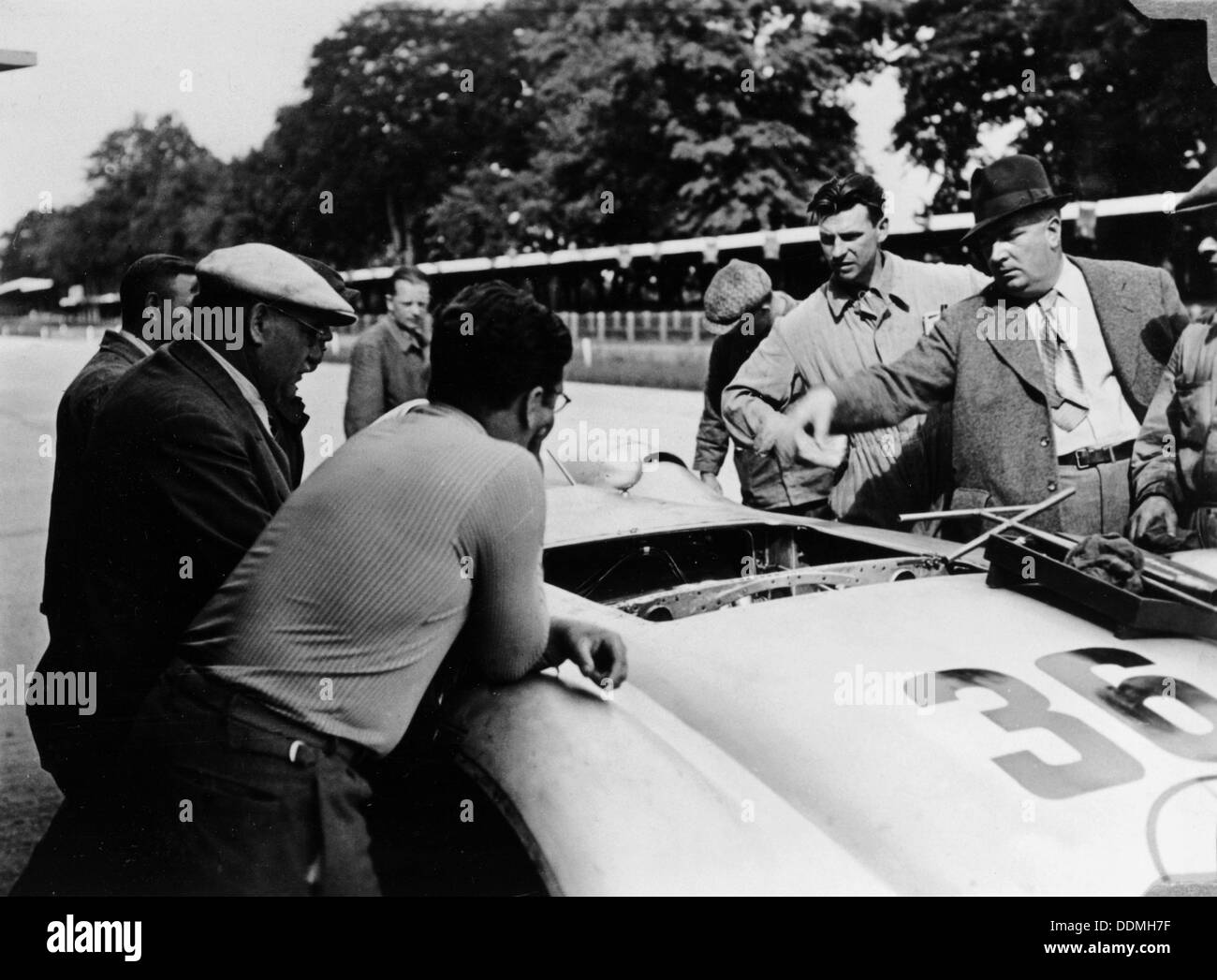 Alfred Neubauer with a Mercedes, Avus motor racing circuit, Berlin ...