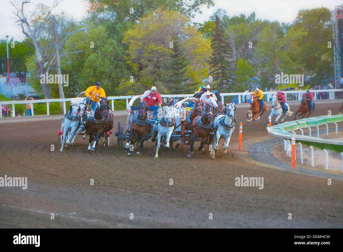 The wagon run almost four across as they round the first turn of the ...