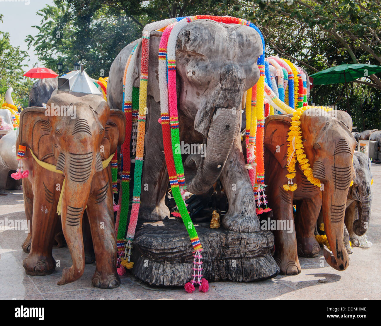 figures of elephants on the viewing platform lighthouse, Phuket ...