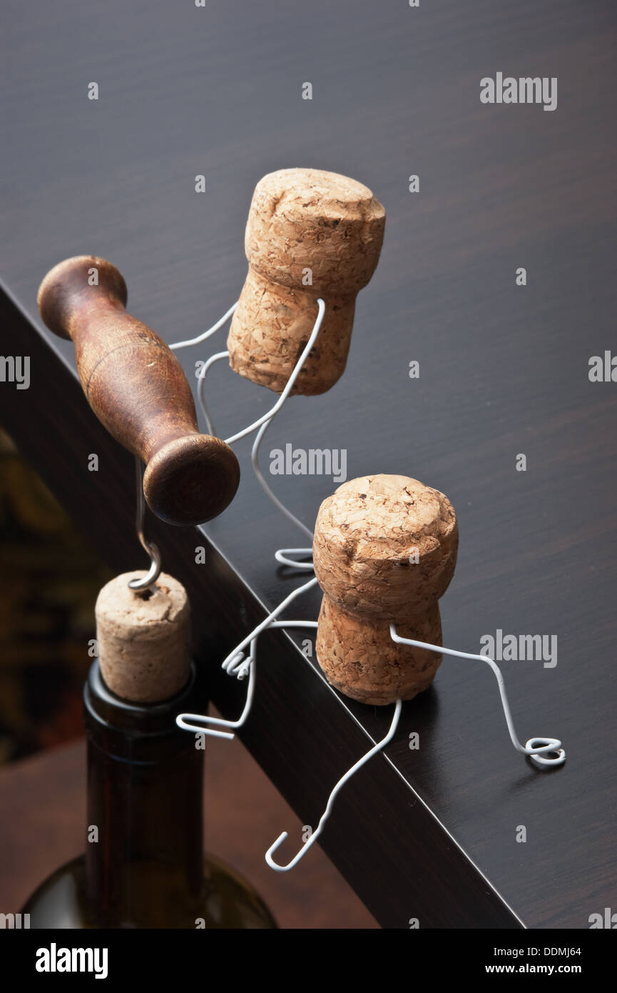 wine cork and corkscrew Stock Photo - Alamy