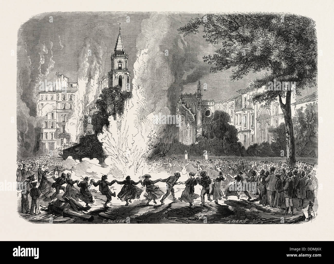CHOLERA AT MARSEILLES, MARSEILLE, FRANCE: FIRES LIGHTED IN THE SQUARE ...