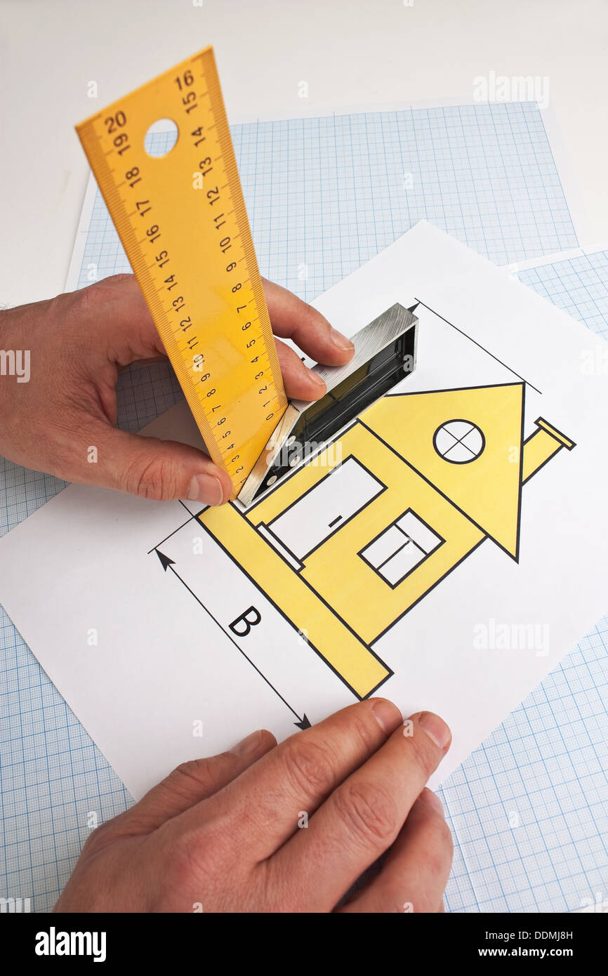 development drawings and tools on graph paper Stock Photo - Alamy