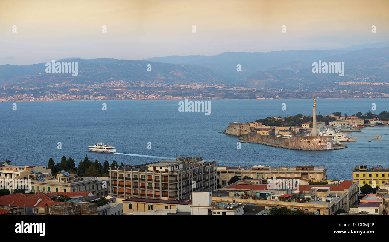 Messina Harbour with Calabria in the background, Sicily, Italy Stock ...