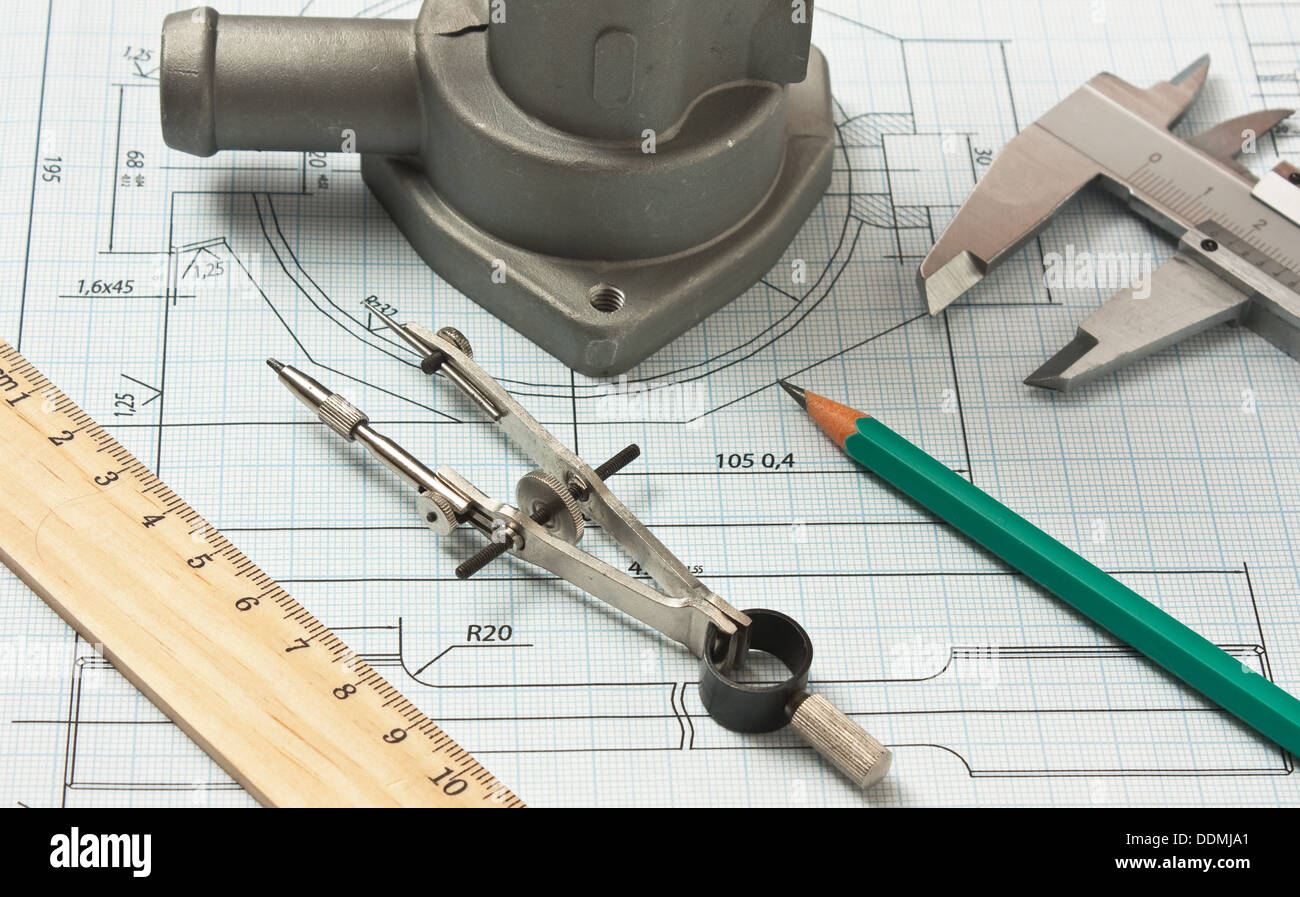 automotive parts and drawing Stock Photo - Alamy