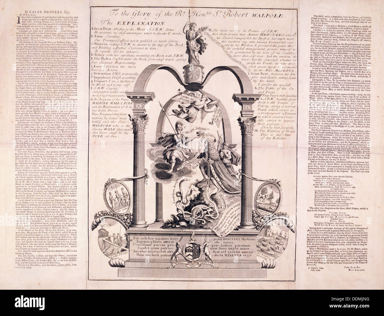 'To the Glory of the Rt Honble Sr Robert Walpole', 1730. Artist: F ...