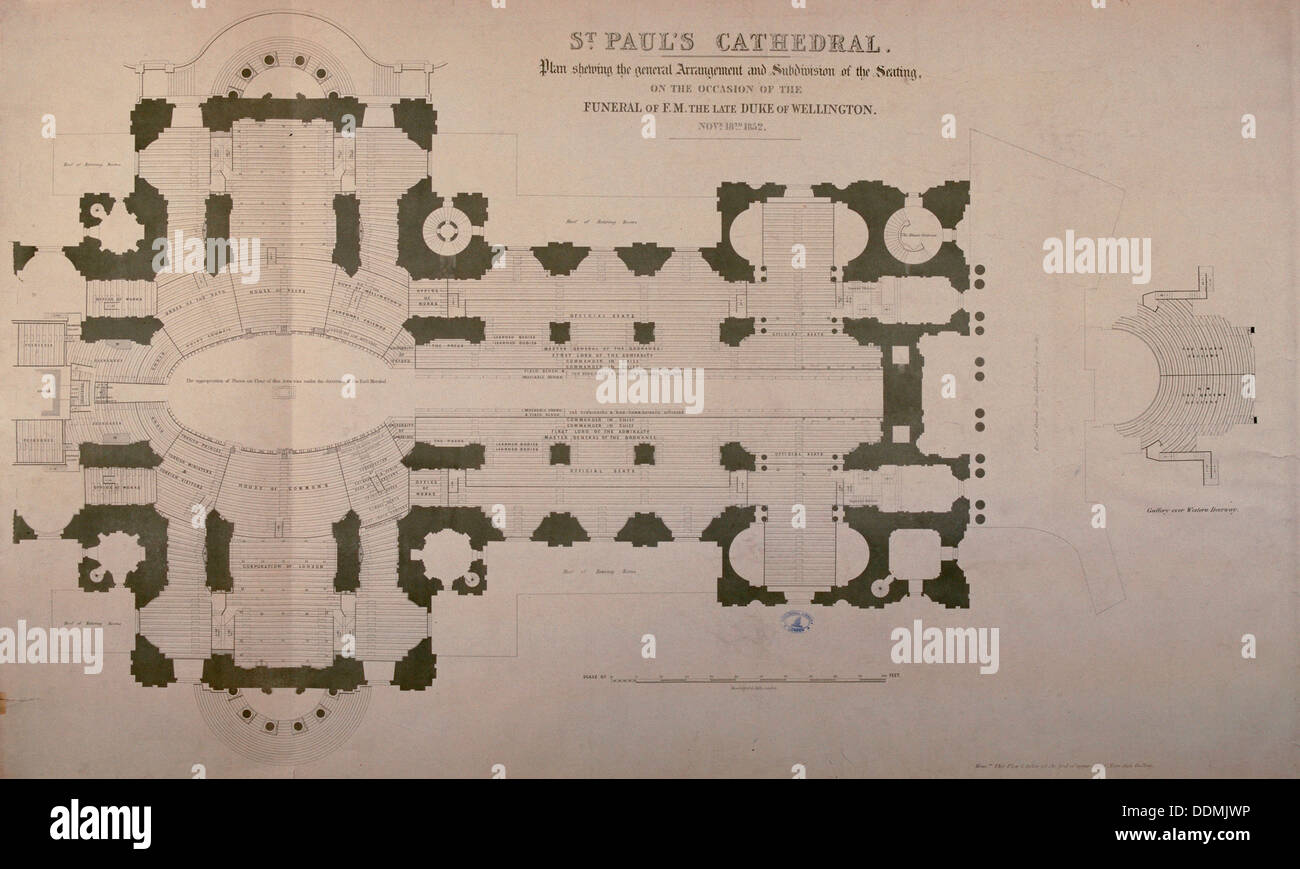 Plan of seating arrangements for the Duke of Wellington's funeral, 1852 ...