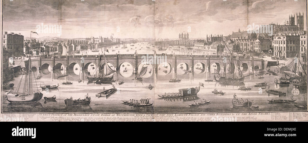 View of Westminster Bridge, London, 1751. Artist: T Willson Stock Photo ...