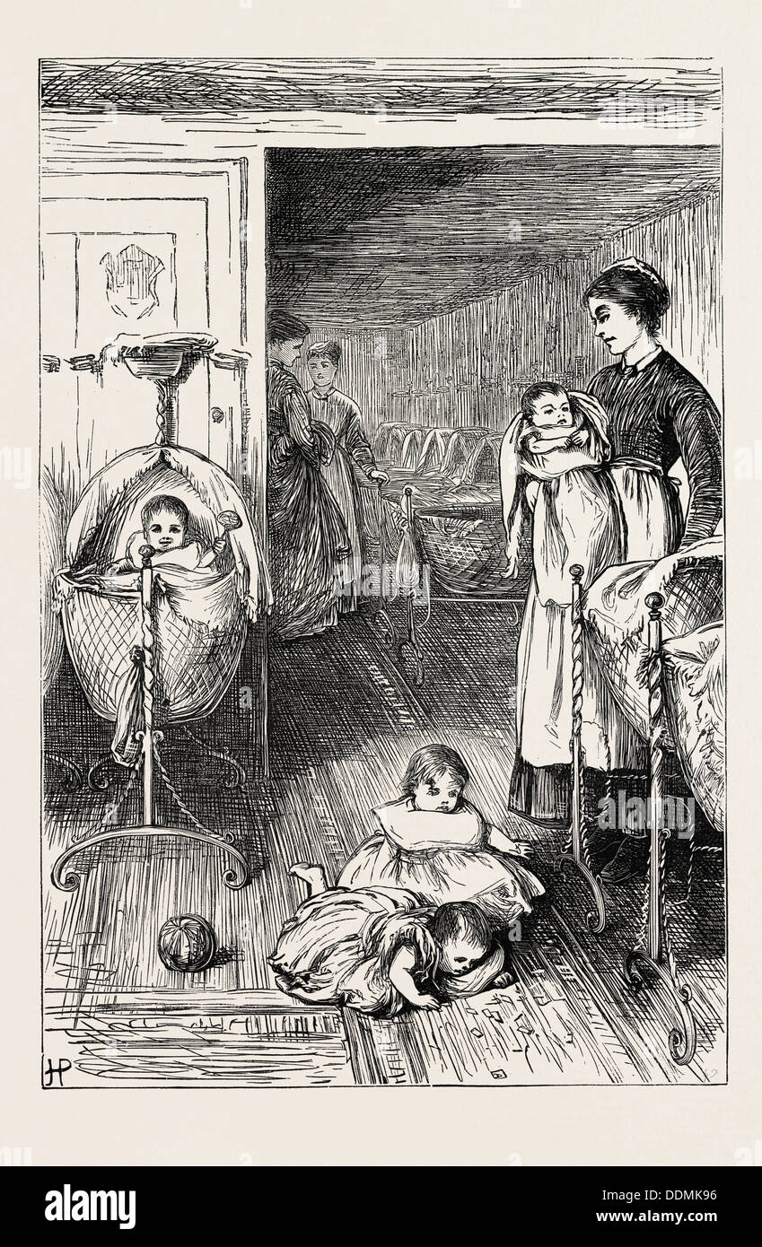 THE CRECHE, OR BABY'S HOME, IN STEPNEY, LONDON, UK, 1871: THE NURSERY ...