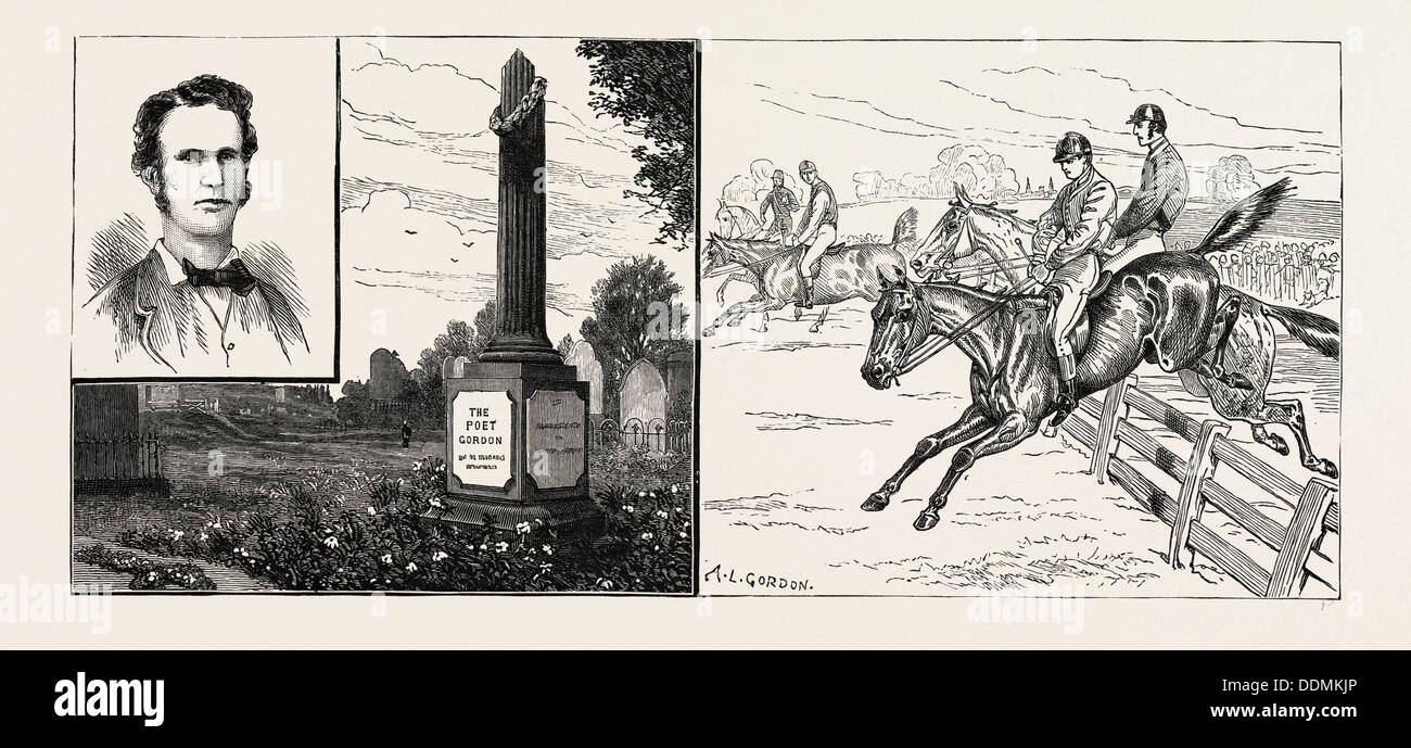 ADAM LINDSAY GORDON, THE AUSTRALIAN POET, AUSTRALIA, 1888 engraving ...