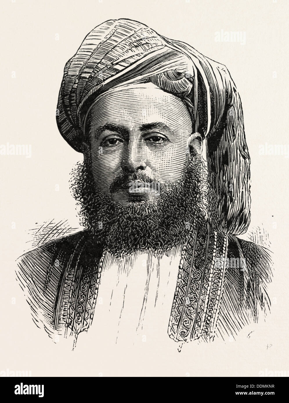 BARGASH BIN SAID, G.C.M.G., SULTAN OF ZANZIBAR, 1888 engraving Stock ...