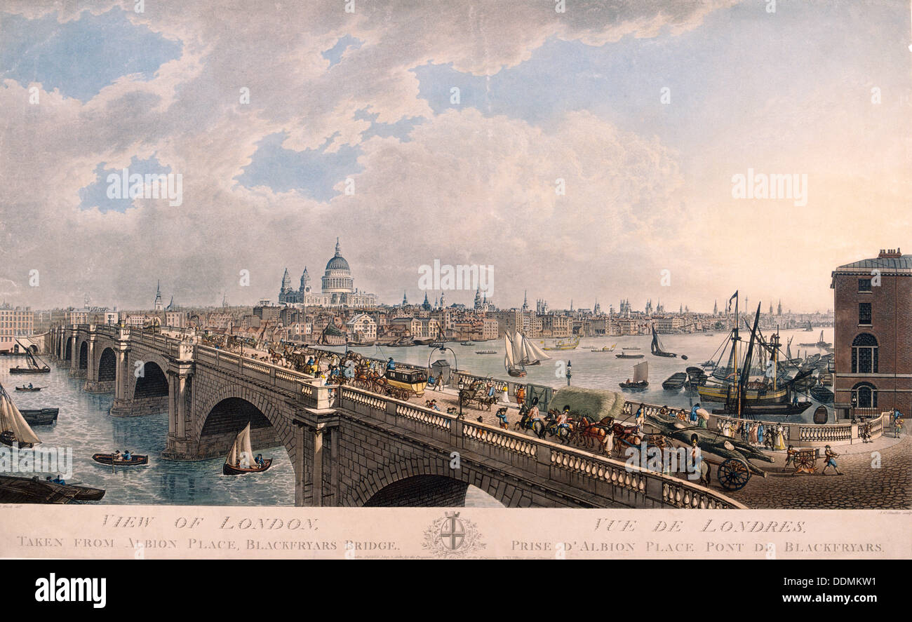 City of London from the South, 1802. Artist: Joseph Constantine Stadler ...