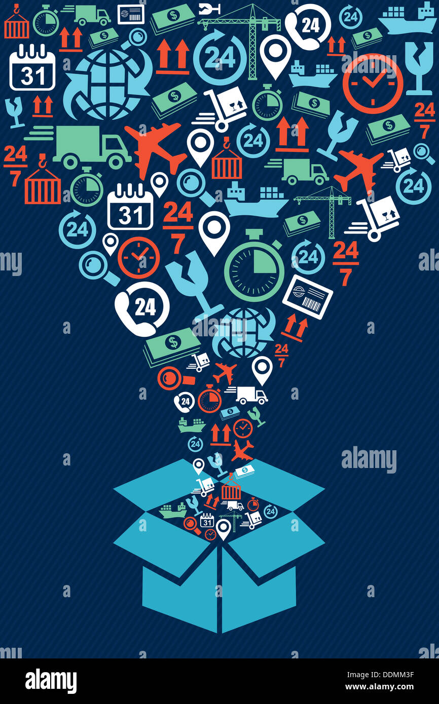 Shipping package delivery concept icons splash illustration. Vector ...