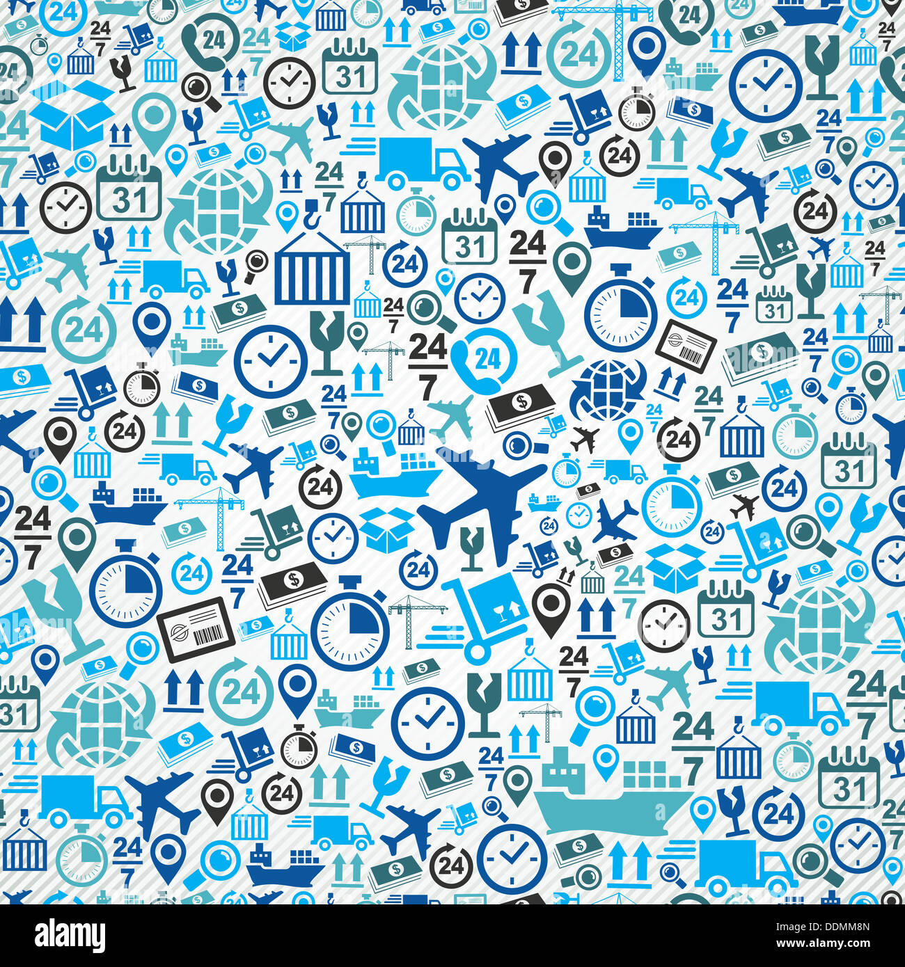 Shipping logistics concept blue icons, seamless pattern background ...