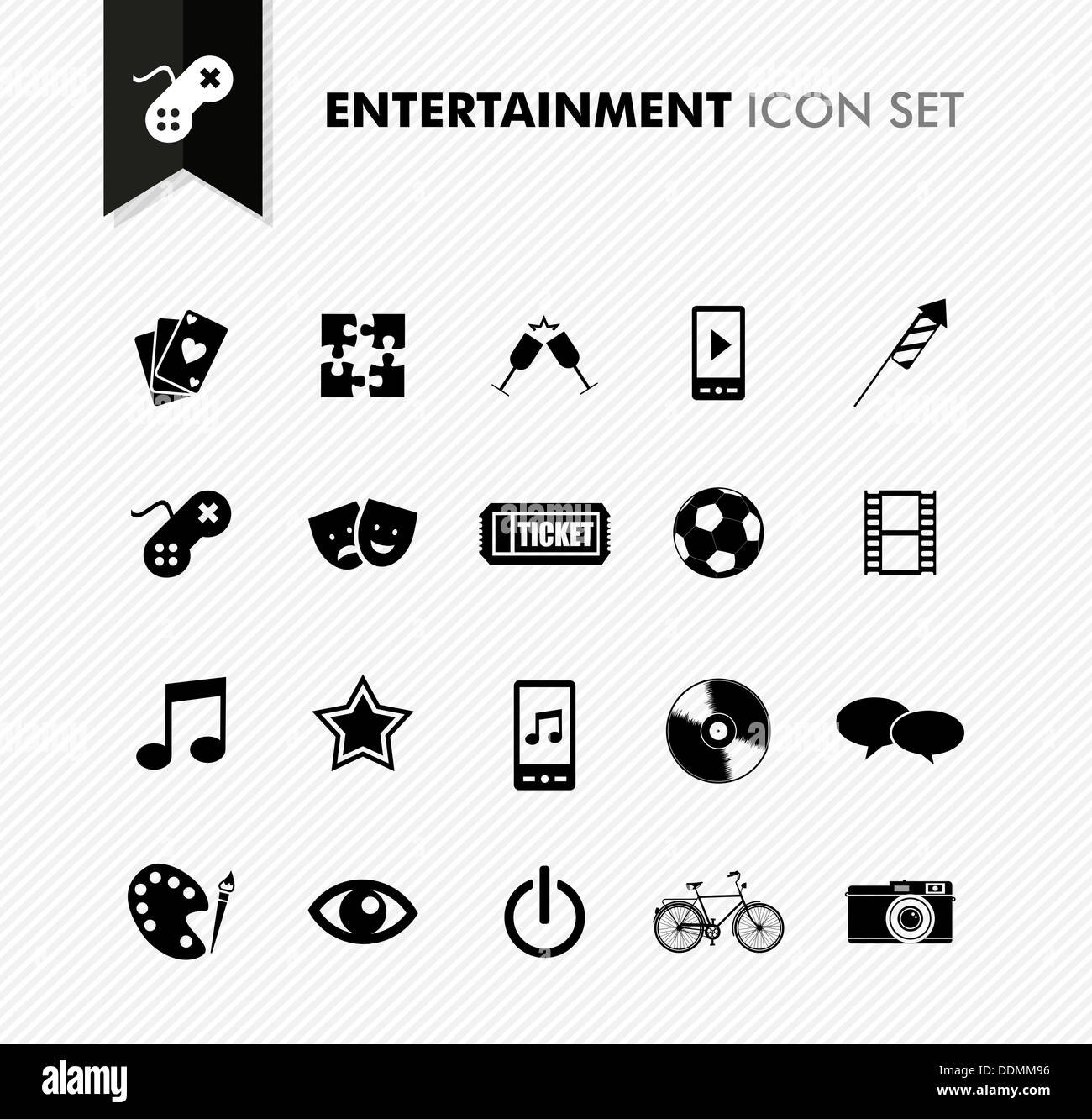 Modern entertainment leisure and fun icon set. Vector file in layers ...