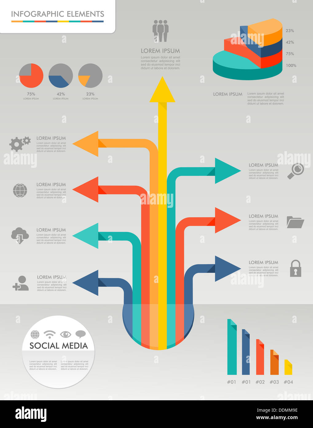 Infographic social media icons info text and values concept ...