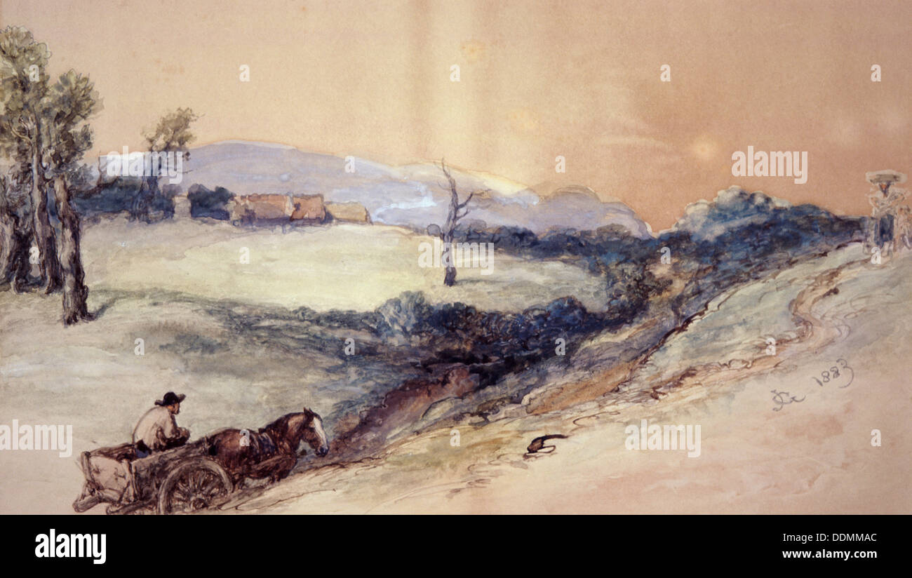 'Landscape with Horse and Cart', 1883. Artist: Sir John Gilbert Stock ...