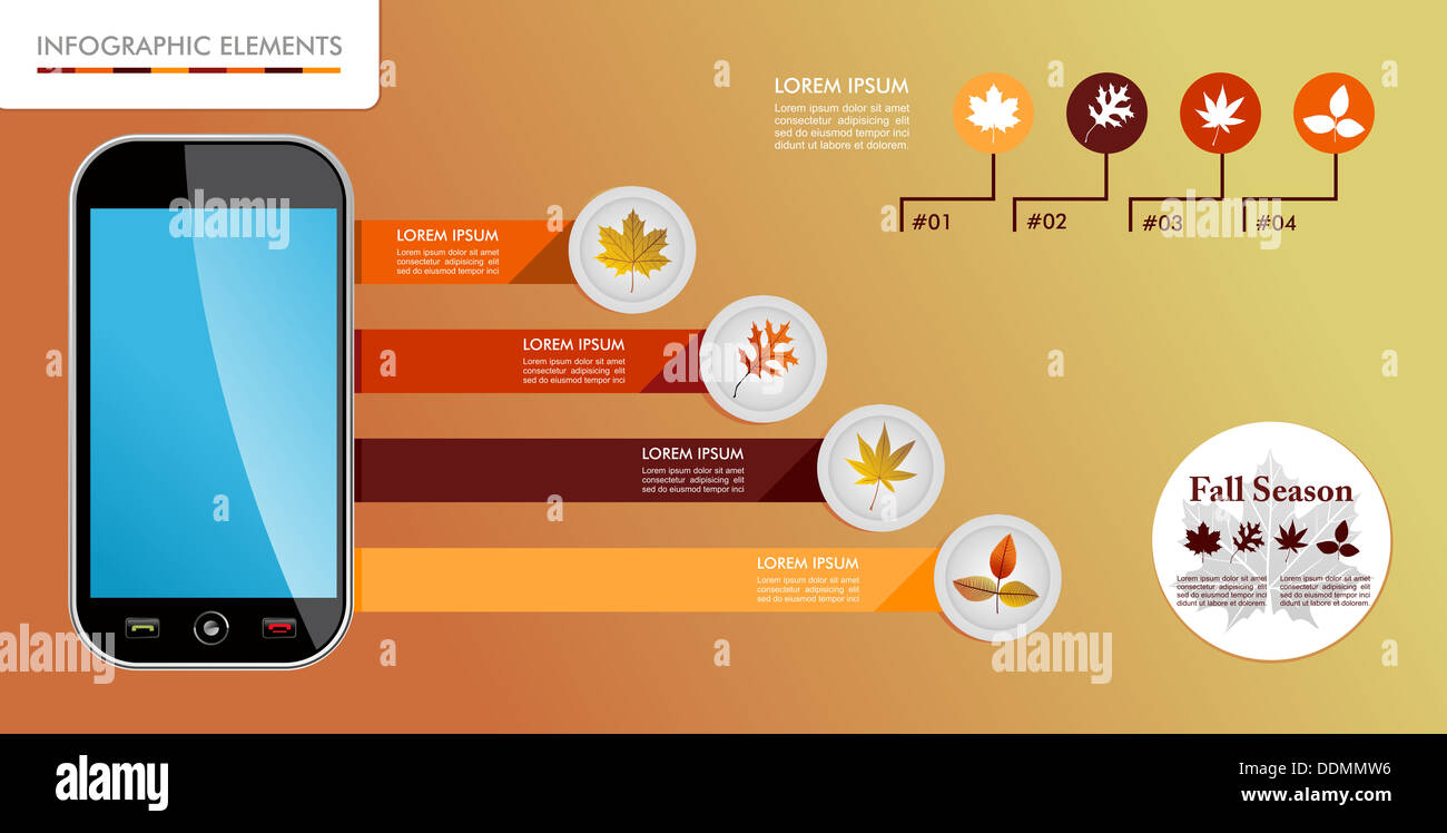 Autumn season infographic illustration template. Concept smart phone ...
