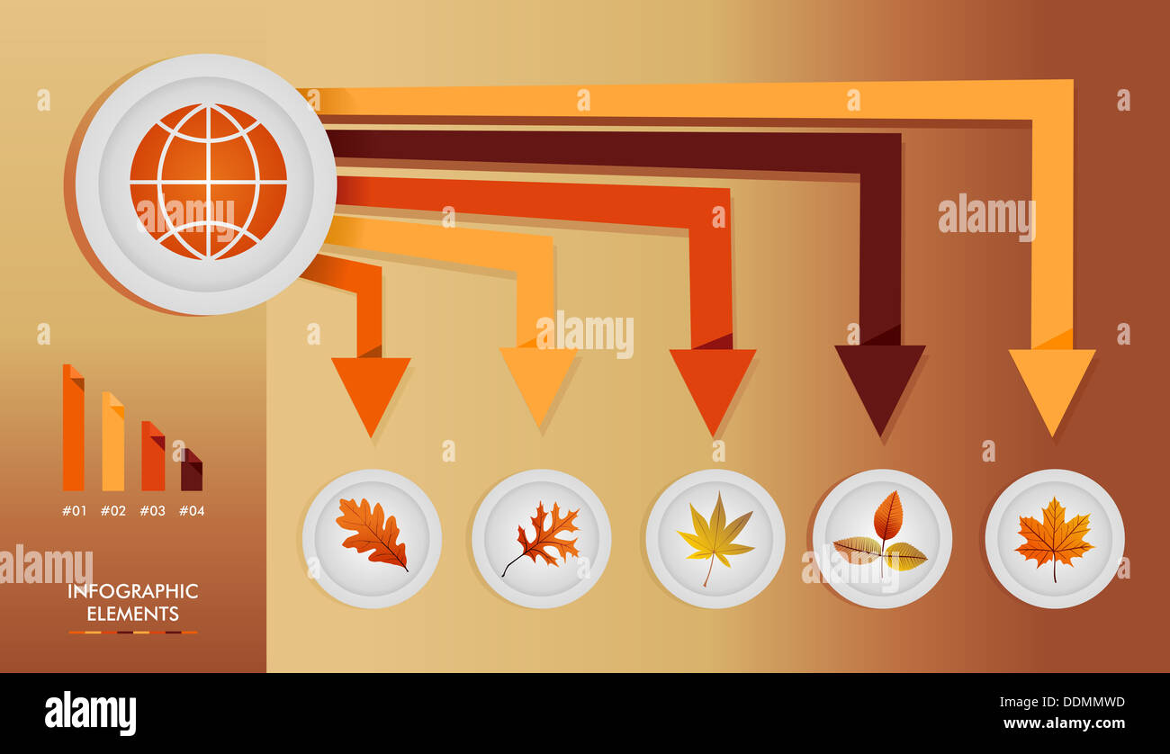 Autumn season infographic illustration template. Global concept arrows ...