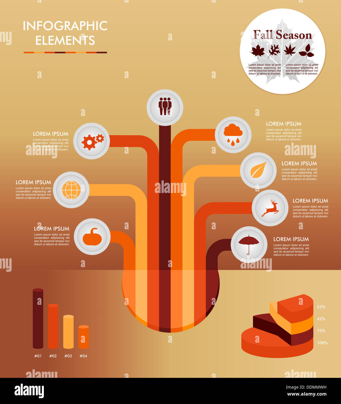 Autumn season infographic illustration template. Concept tree with ...