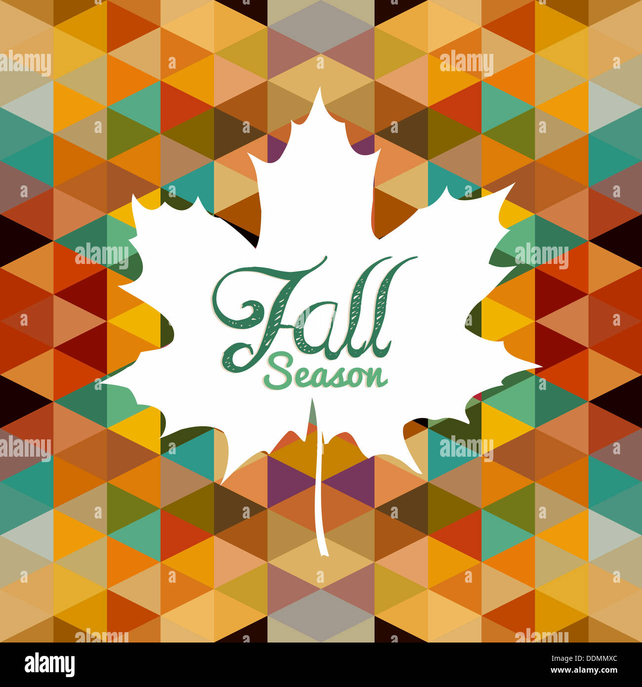 Vintage fall season composition. Leaf shape with text and abstract ...