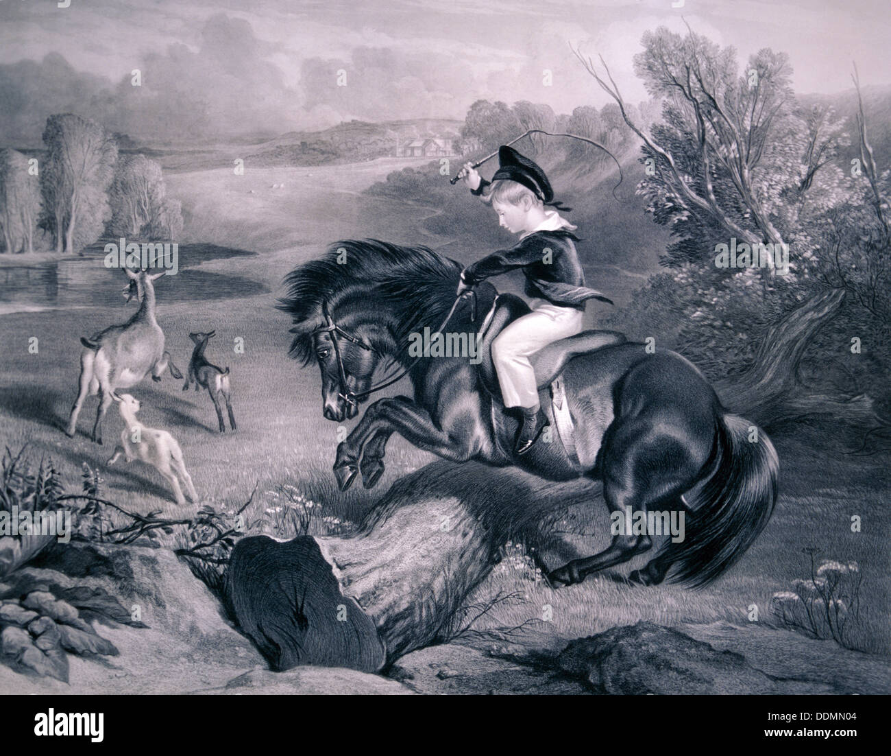 'The First Leap', 1857. Artist: Charles George Lewis Stock Photo - Alamy