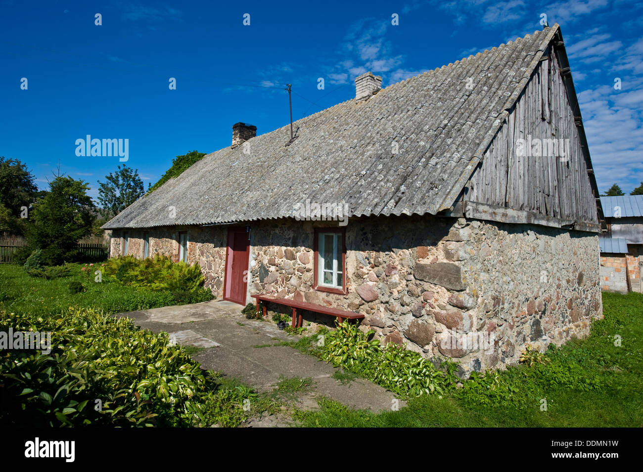 A stone house in Karpowicze, a village in north-eastern Poland Stock ...