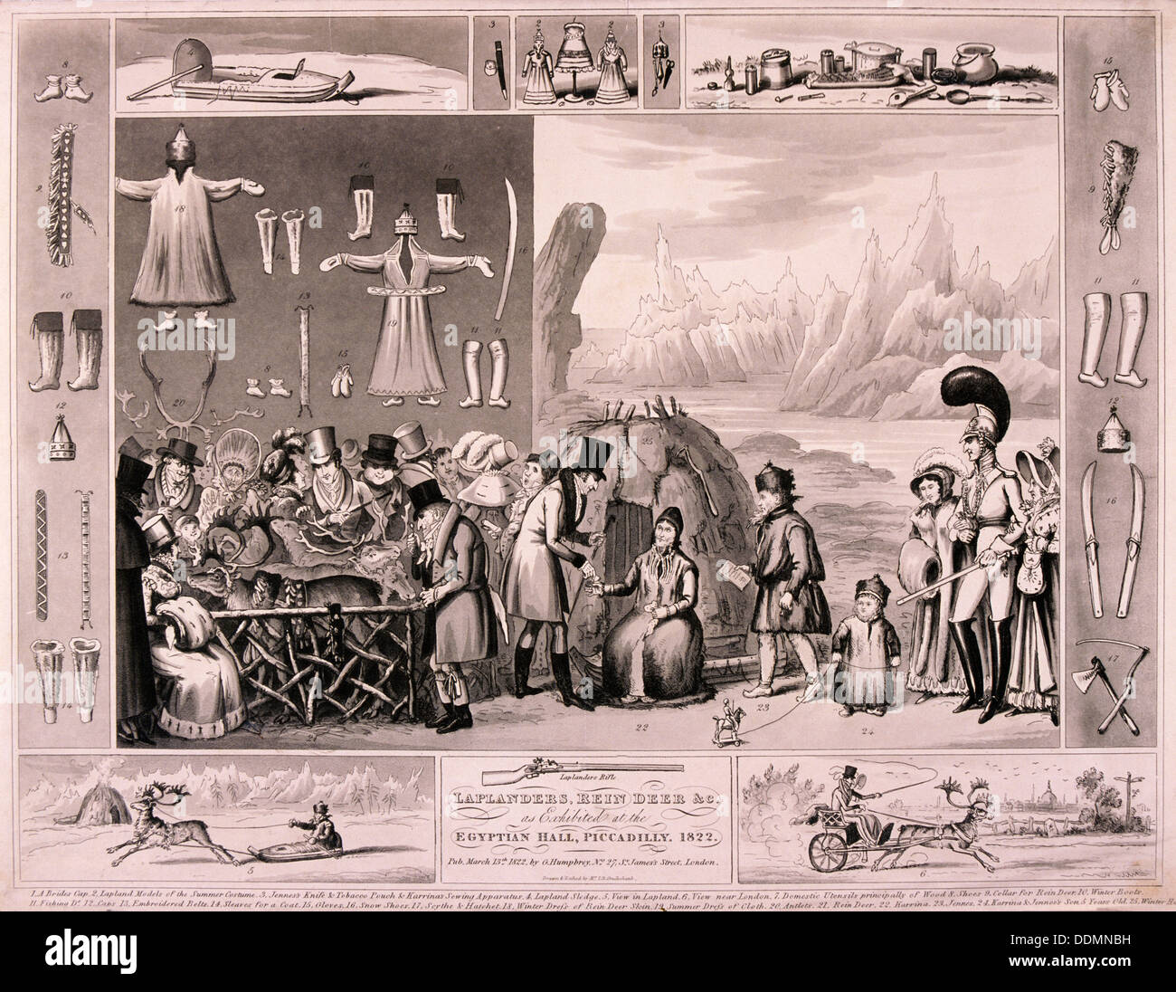 Laplanders on display in the Egyptian Hall, London, 1822. Artist: Isaac ...