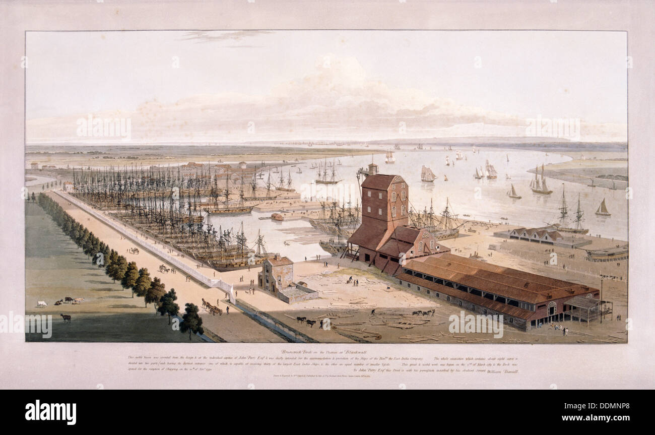 Brunswick Dock, and East India Dock, Poplar, London, 1803. Artist ...