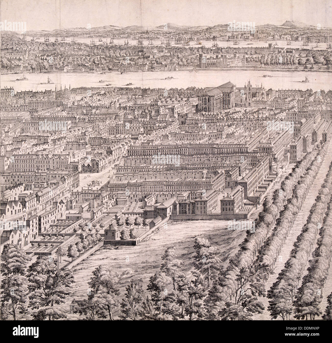 Panoramic view of London, 1720. Artist: Johannes Kip Stock Photo - Alamy