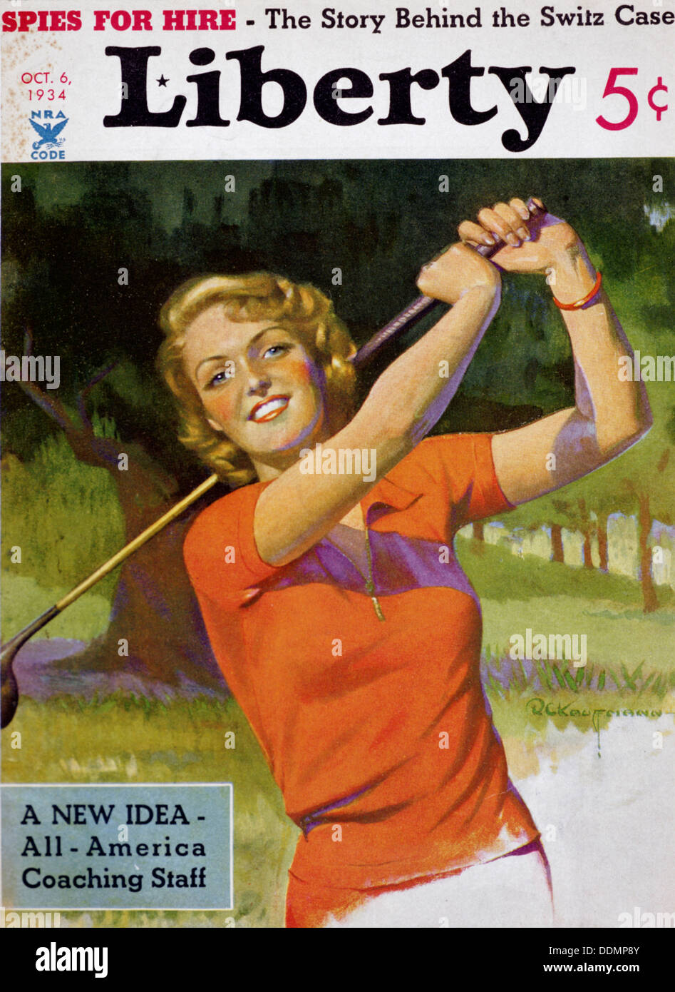 Cover of Liberty magazine, 6th October 1934. Artist: Unknown Stock ...