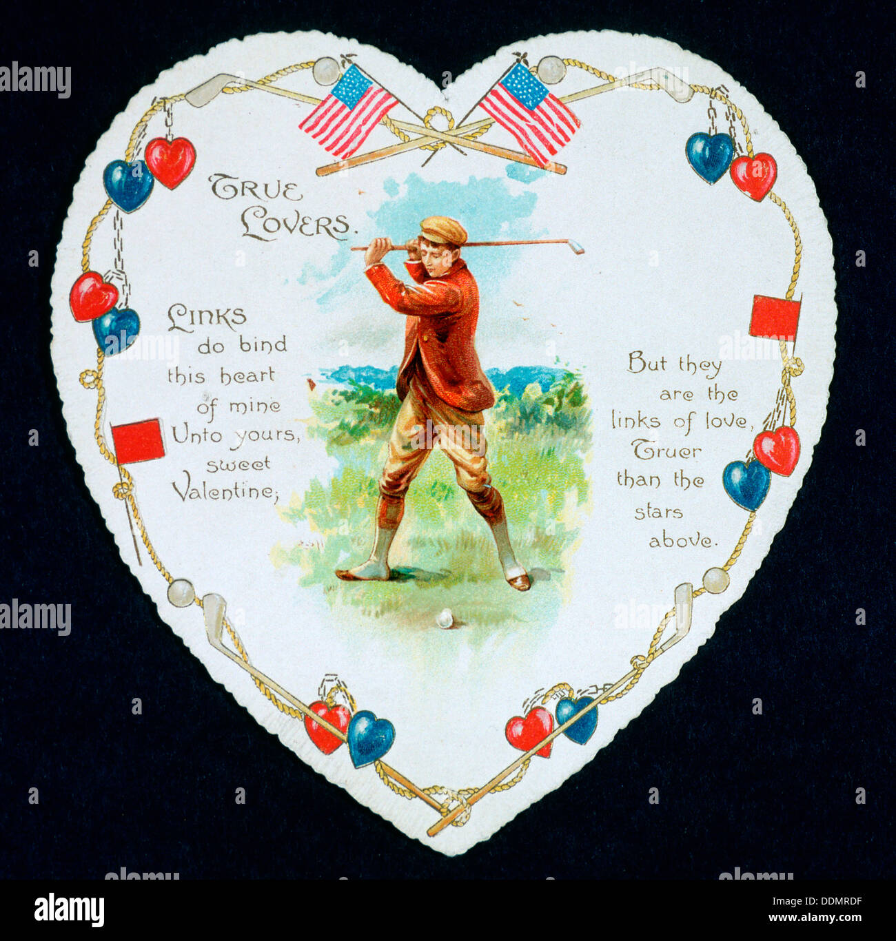 American Valentine card with a golfing theme, 1910. Artist: Unknown ...