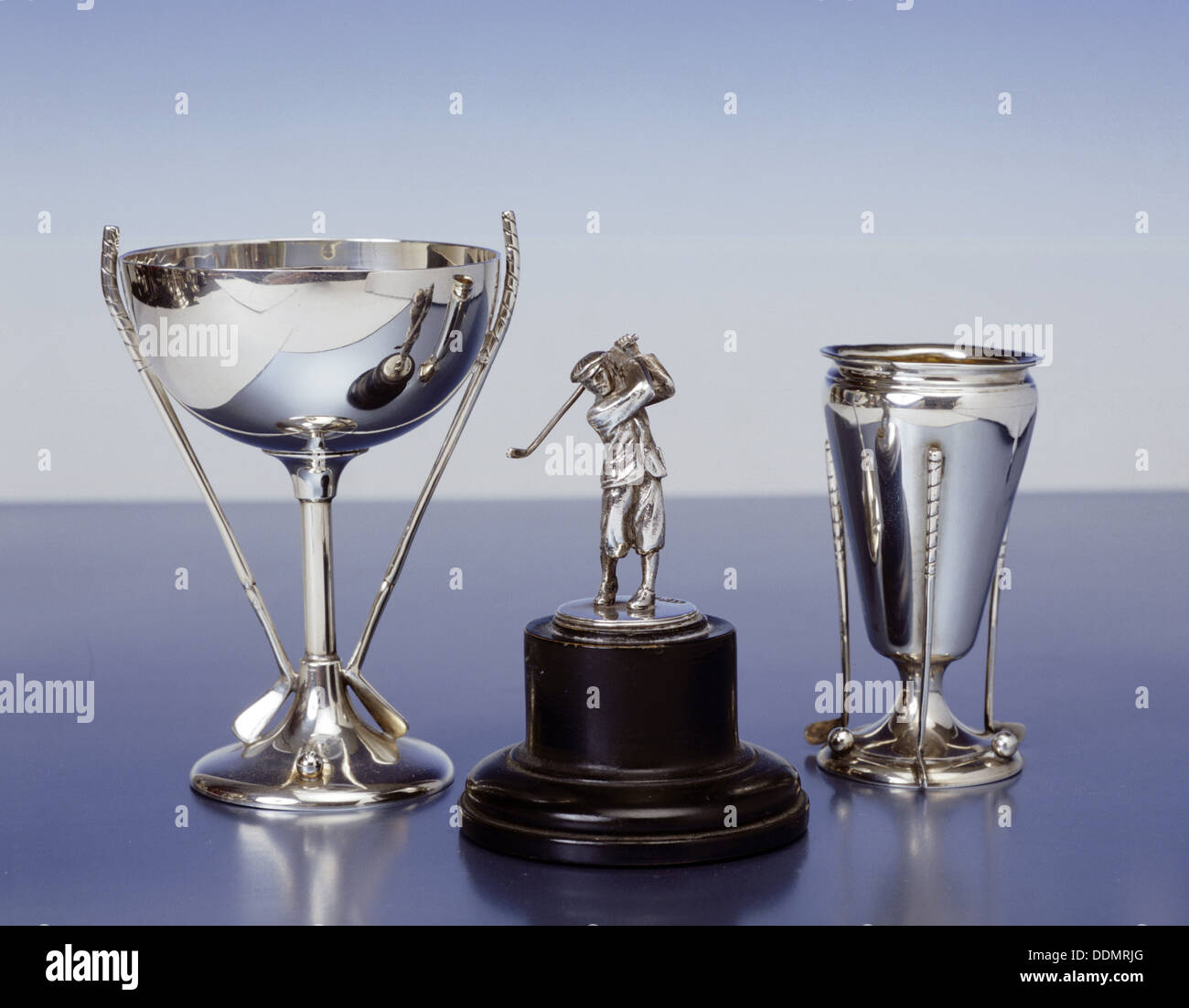 Three silver golf trophies, first half of 20th Century. Artist: Unknown ...