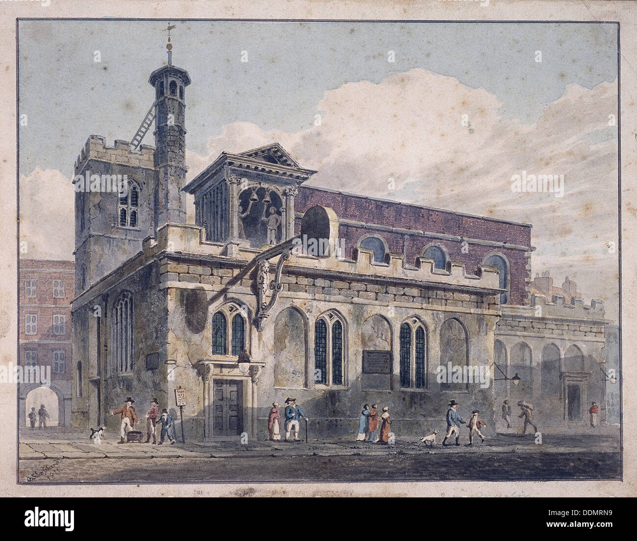 St Dunstan in the West, London, 1811. Artist: George Shepherd Stock ...