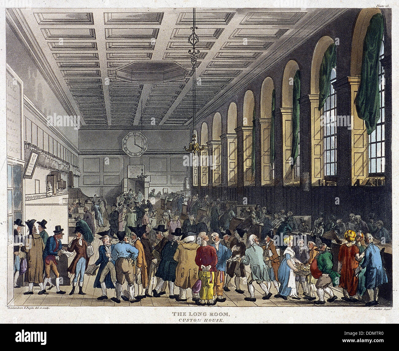 Interior of Custom House, London, 1808. Artist: Augustus Charles Pugin ...