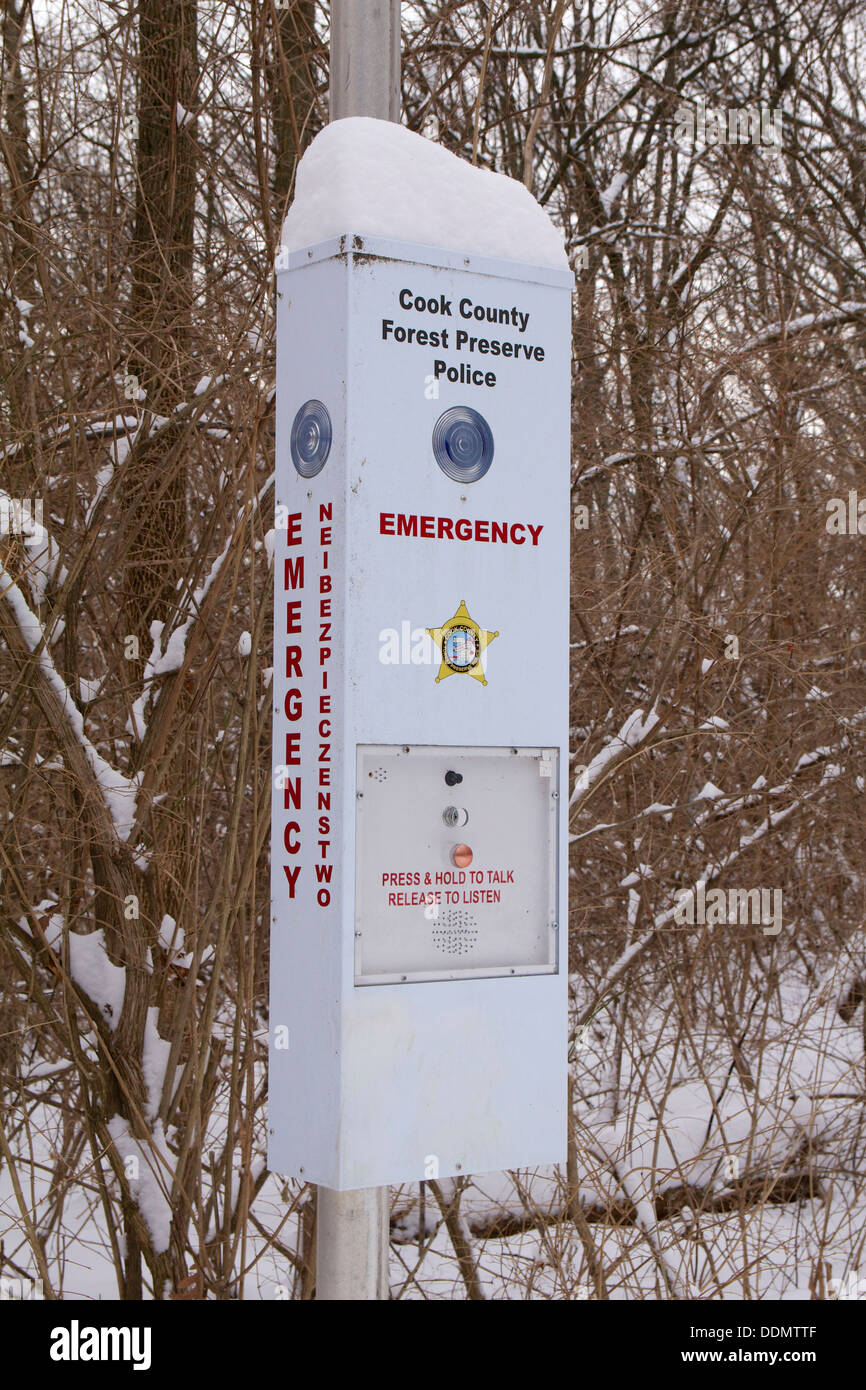 Cook County Forest Preserve Police emergency call box. Country Lane ...