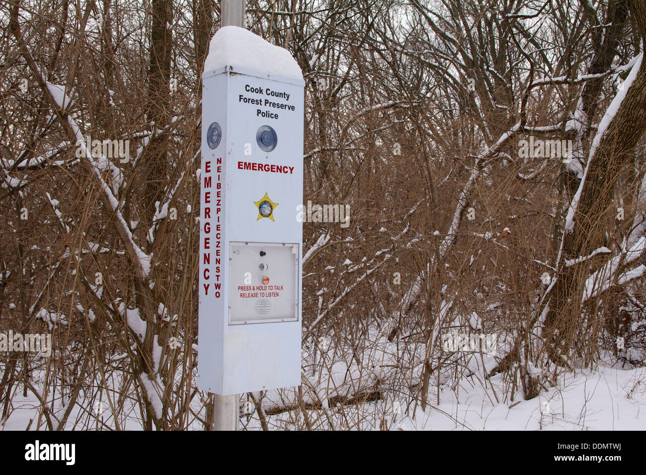 Cook County Forest Preserve Police emergency call box. Country Lane ...