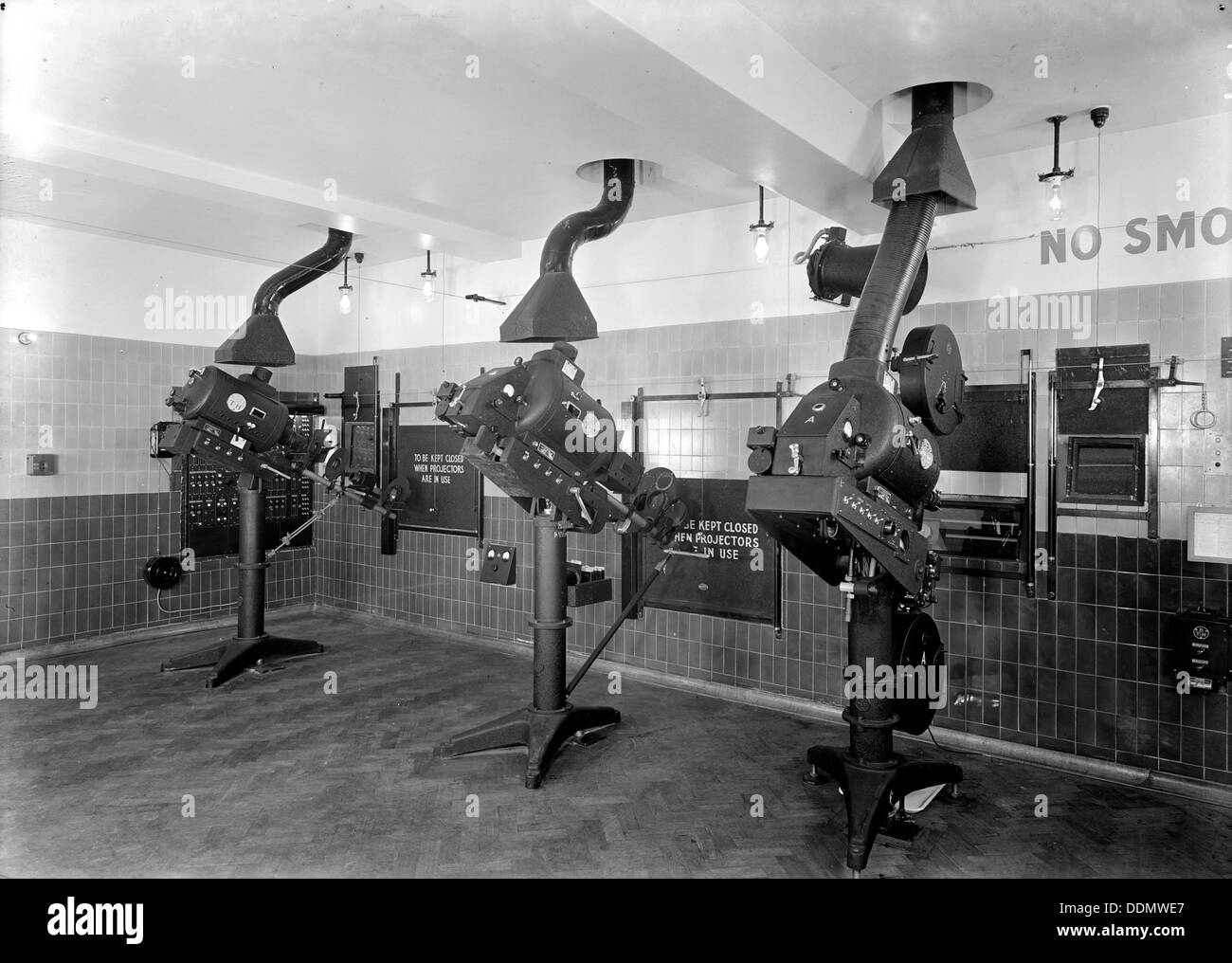 Projection box at the Odeon, Leicester Square, London, 1937. Artist: J ...