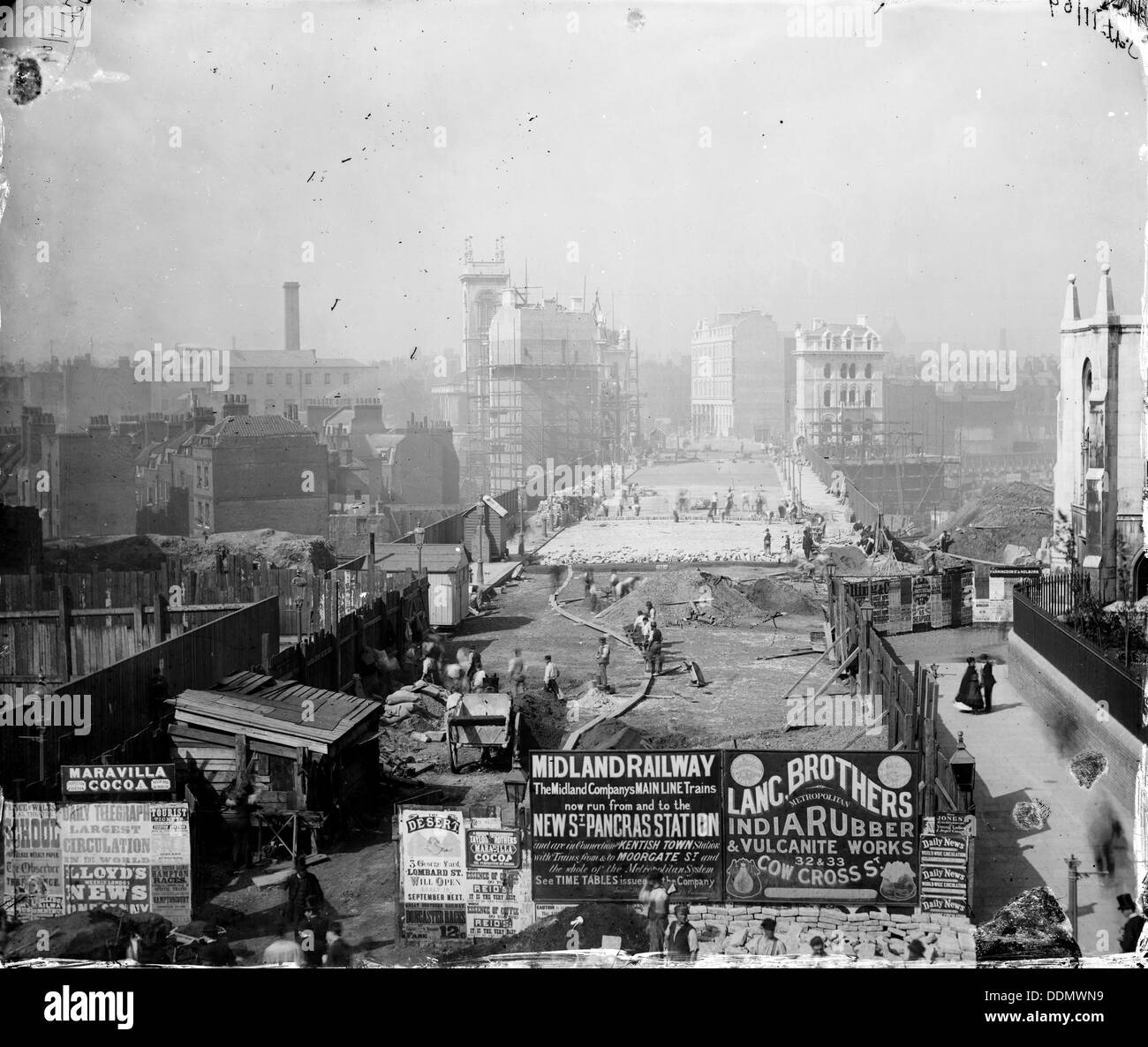 Construction of Holborn Viaduct, Camden, London, 1869. Artist: Henry ...