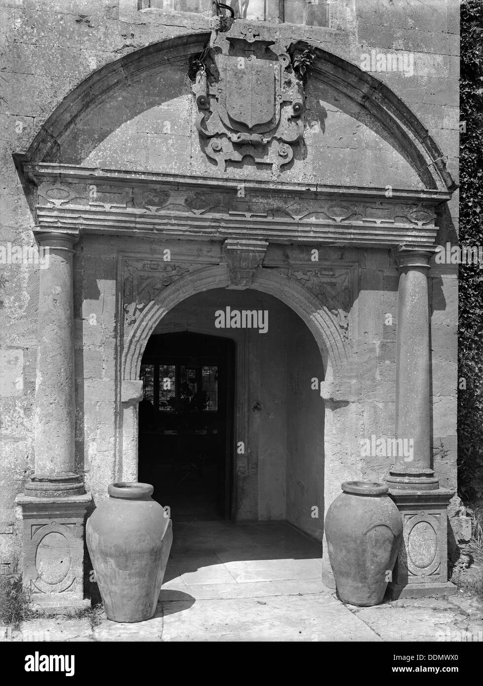 Entrance porch to the Manor House, Upper Swell, Gloucestershire, c1925 ...