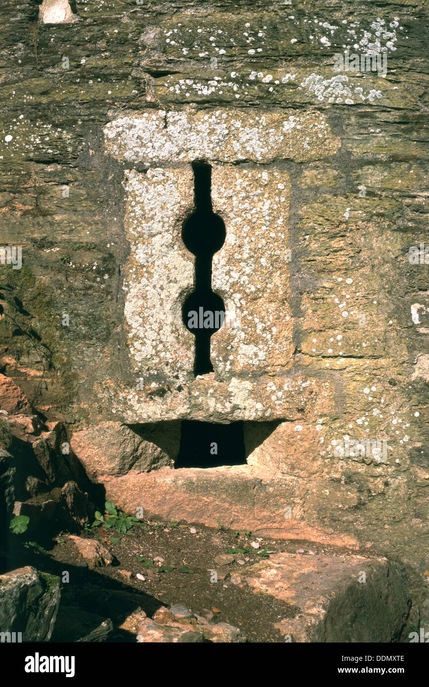 Gun loop at Berry Pomeroy Castle, Devon, 1995. Artist: J Bailey Stock ...