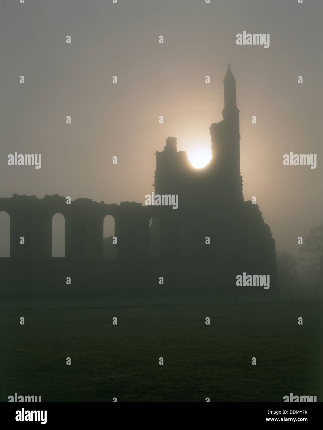 Autumn sunset at Byland Abbey, North Yorkshire, 1998. Artist: J ...