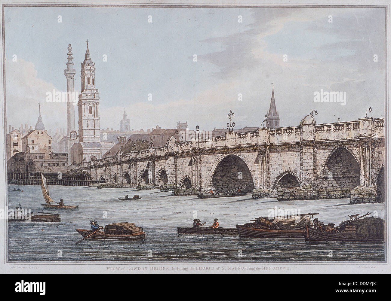 London Bridge (old), London, 1790. Artist: Joseph Constantine Stadler ...