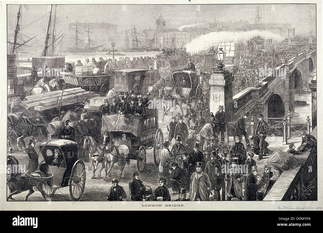 London Bridge (new), London, 1872. Artist: Joseph Swain Stock Photo - Alamy