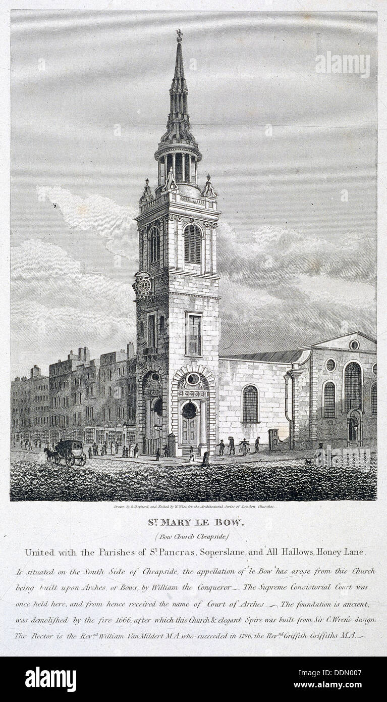 St Mary-le-Bow, London, 1812. Artist: William Wise Stock Photo - Alamy