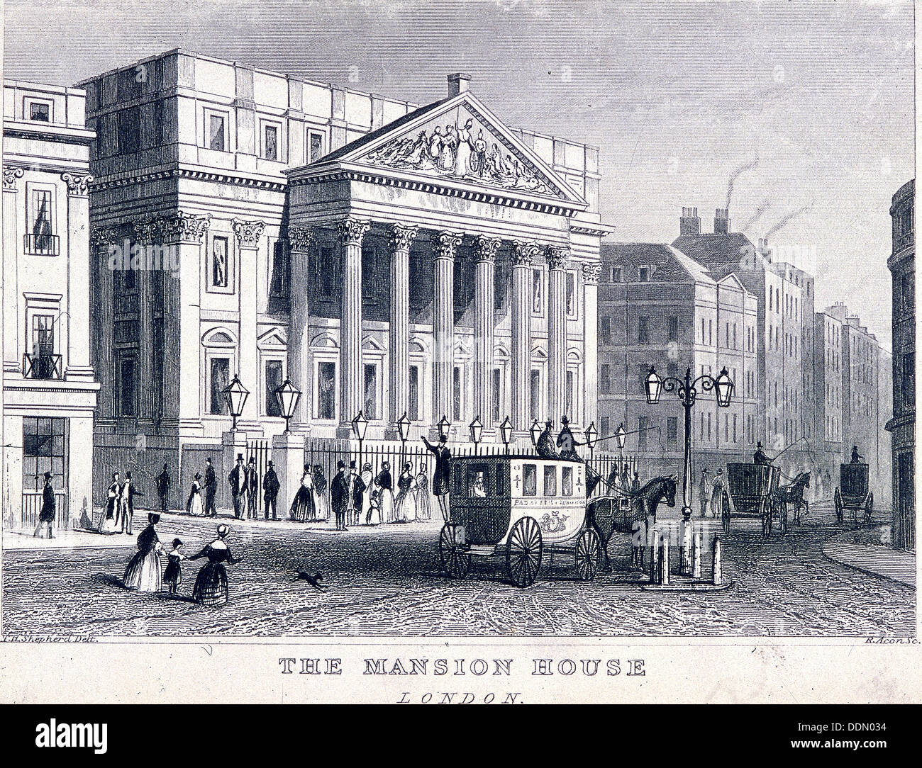Mansion House (exterior), London, c1830. Artist: R Acon Stock Photo - Alamy