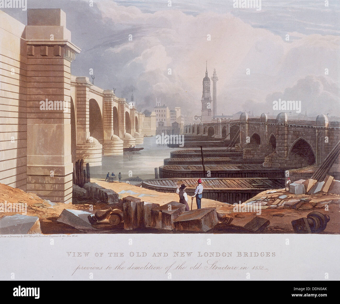 London Bridge (old and new), London, 1832. Artist: Anon Stock Photo - Alamy