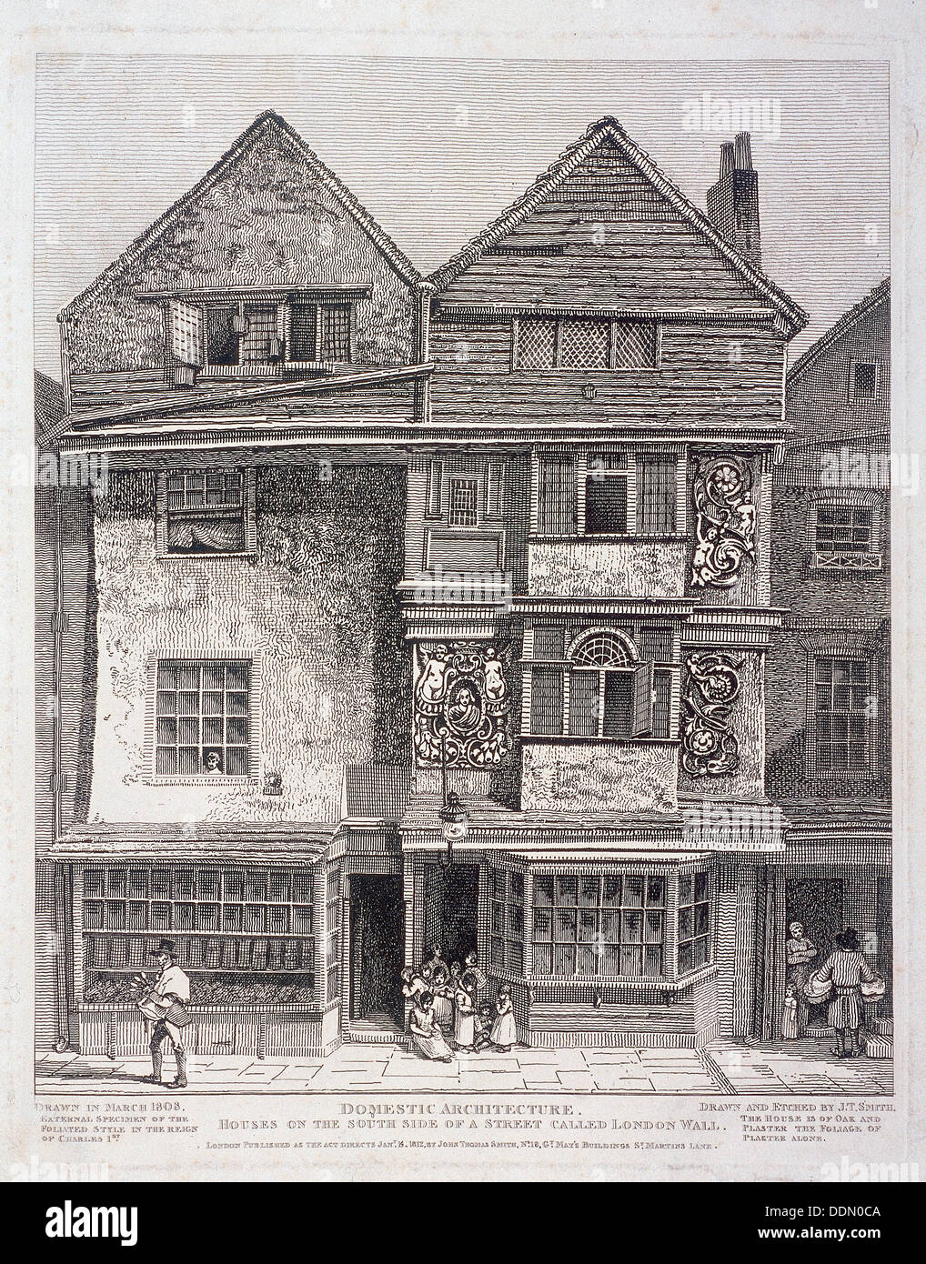 London Wall, London, 1808. Artist: John Thomas Smith Stock Photo - Alamy
