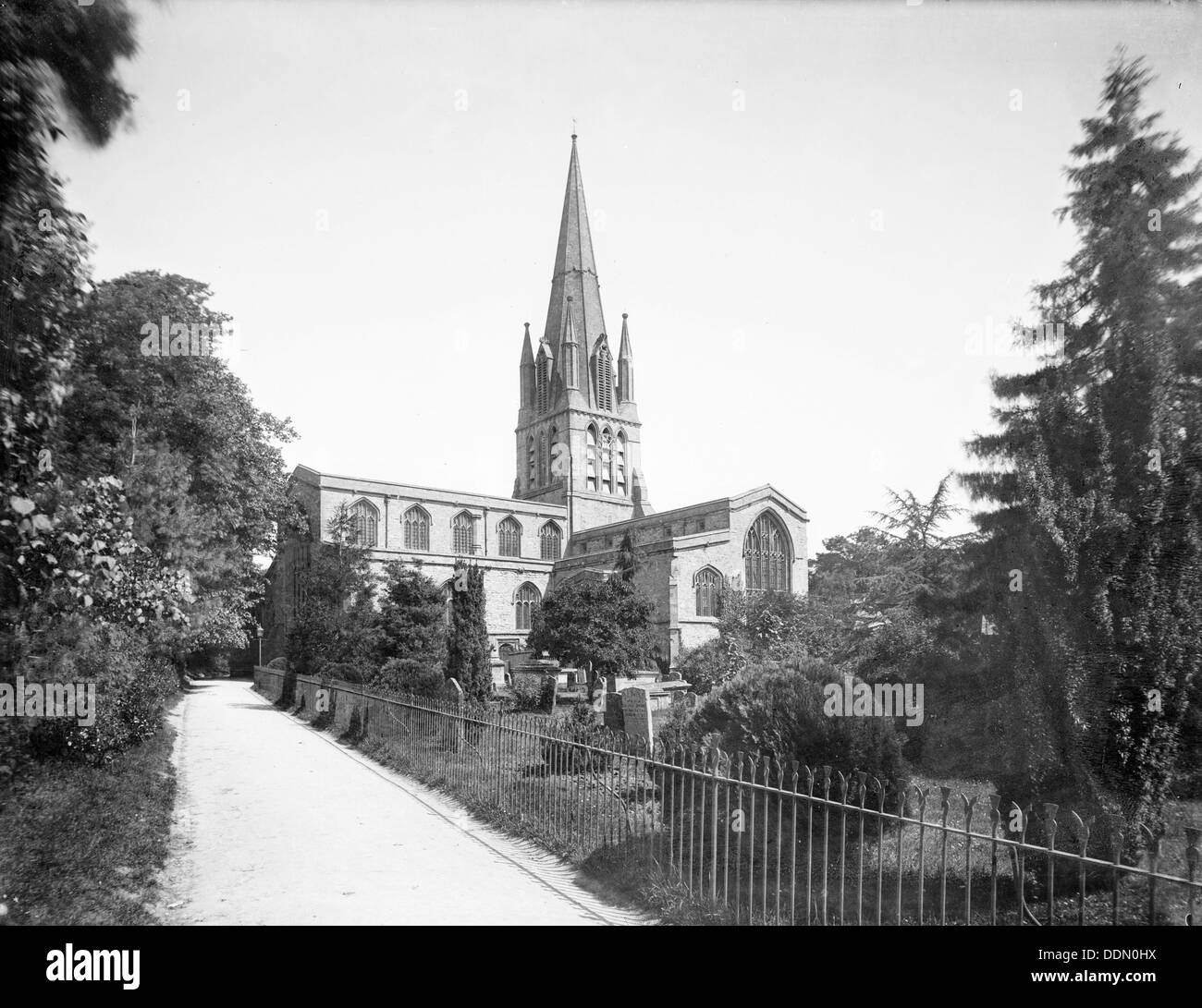 13th century english church norman tower Black and White Stock Photos ...